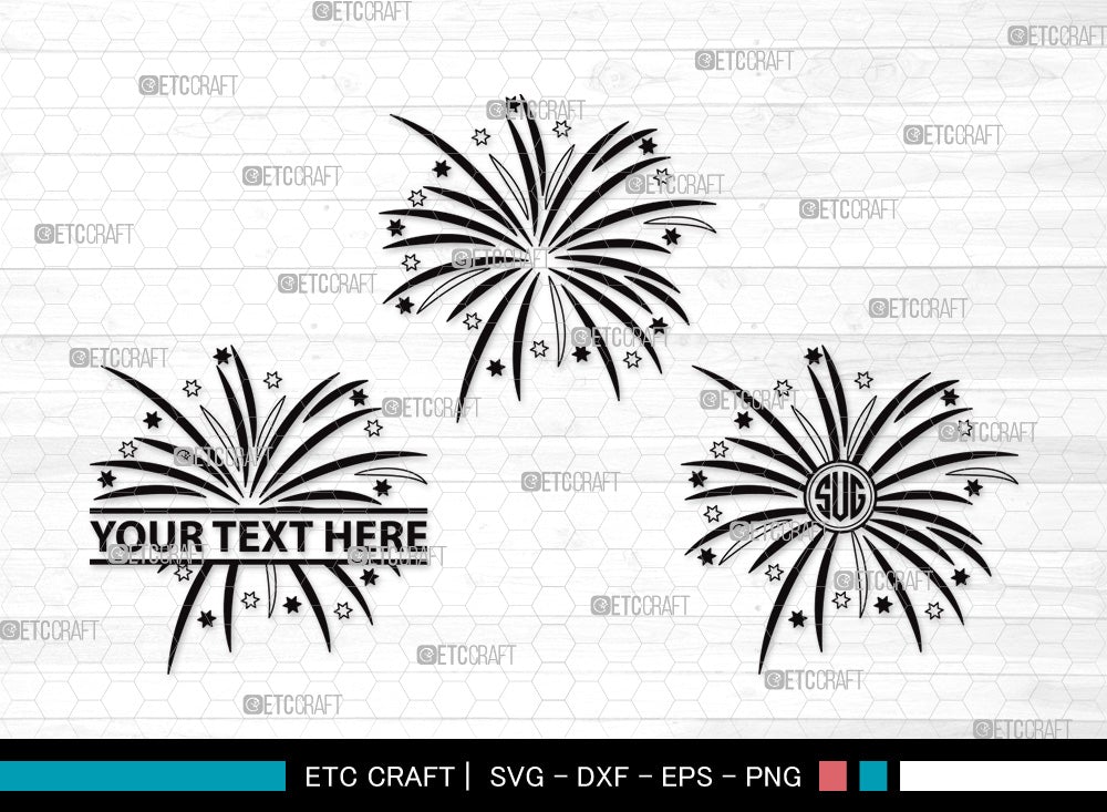 Fireworks Monogram SVG | Fireworks Rocket Svg | Fireworks Svg | 4th Of ...