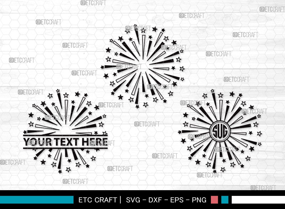 Fireworks Monogram SVG | Fireworks Rocket Svg | Fireworks Svg | 4th Of ...