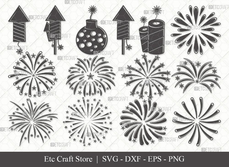 Fireworks Silhouette SVG Cut File | Fireworks Rocket Svg | Fireworks ...