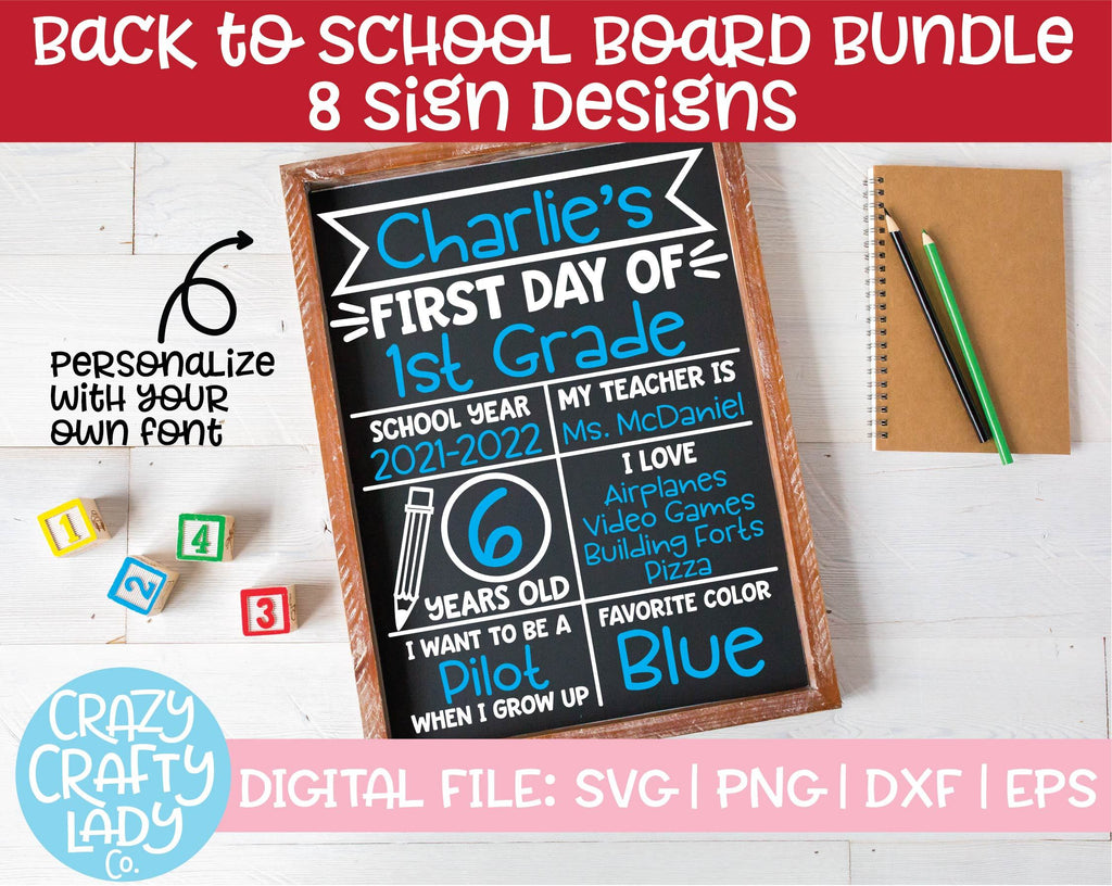 First Day of School Board | School Sign SVG Cut File Bundle - So Fontsy