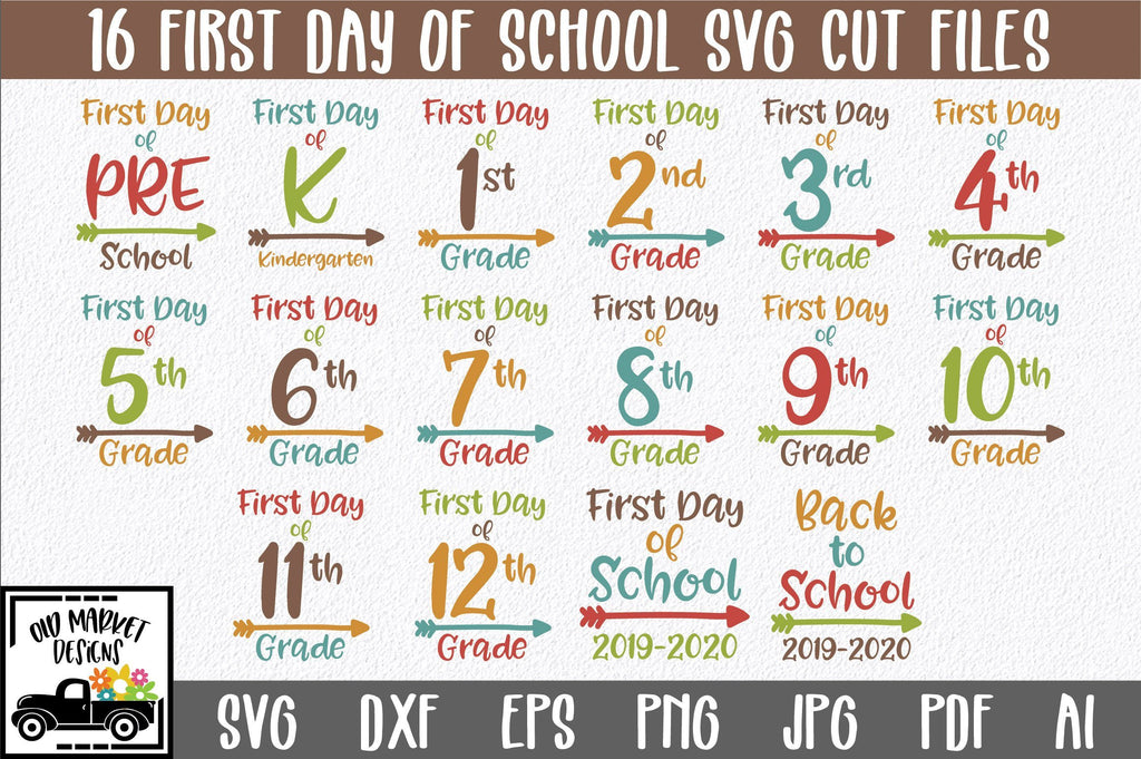 First Day of School SVG Cut File Bundle - So Fontsy