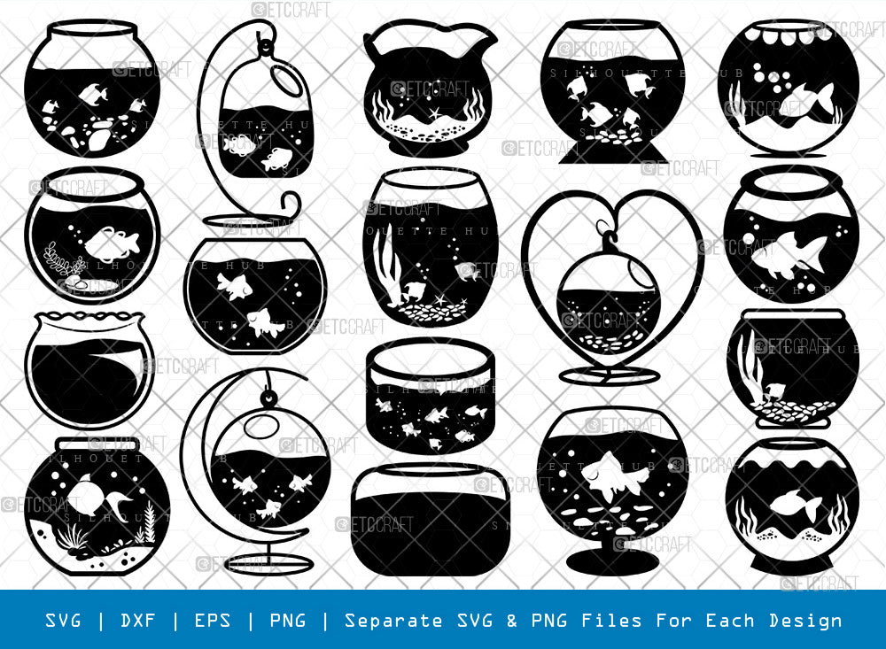 Fish Bowl SVG, Aquarium Silhouette, Fish Tank Svg, Fish Bowl svg, Fish ...