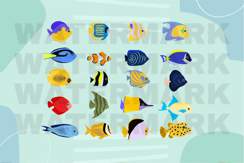 Fish Clipart Set, Tropical Fishes Images Bundle - So Fontsy