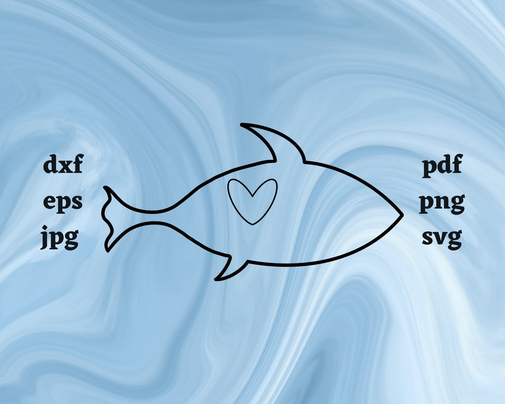 Fish Heart SVG Cut File - So Fontsy