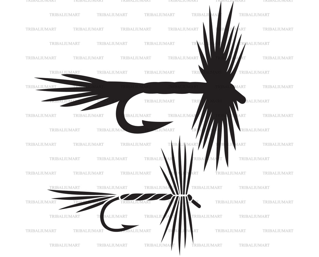 Fishing Fly Lure. Cut files for Cricut. Clip Art silhouettes (eps, svg ...