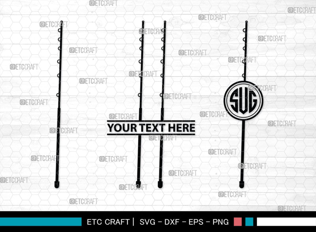 Fishing Rod Monogram, Fishing Rod Silhouette, Fishing Rod SVG, Fishing - So Fontsy