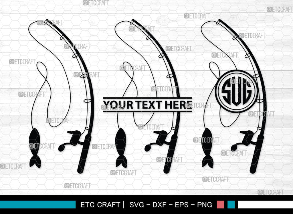 Fishing Rod Monogram, Fishing Rod Silhouette, Fishing Rod SVG, Fishing - So Fontsy