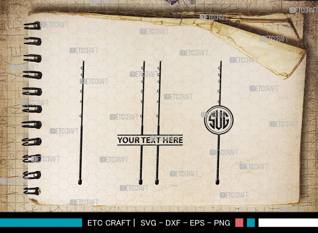 Fishing Rod Monogram, Fishing Rod Silhouette, Fishing Rod SVG, Fishing ...