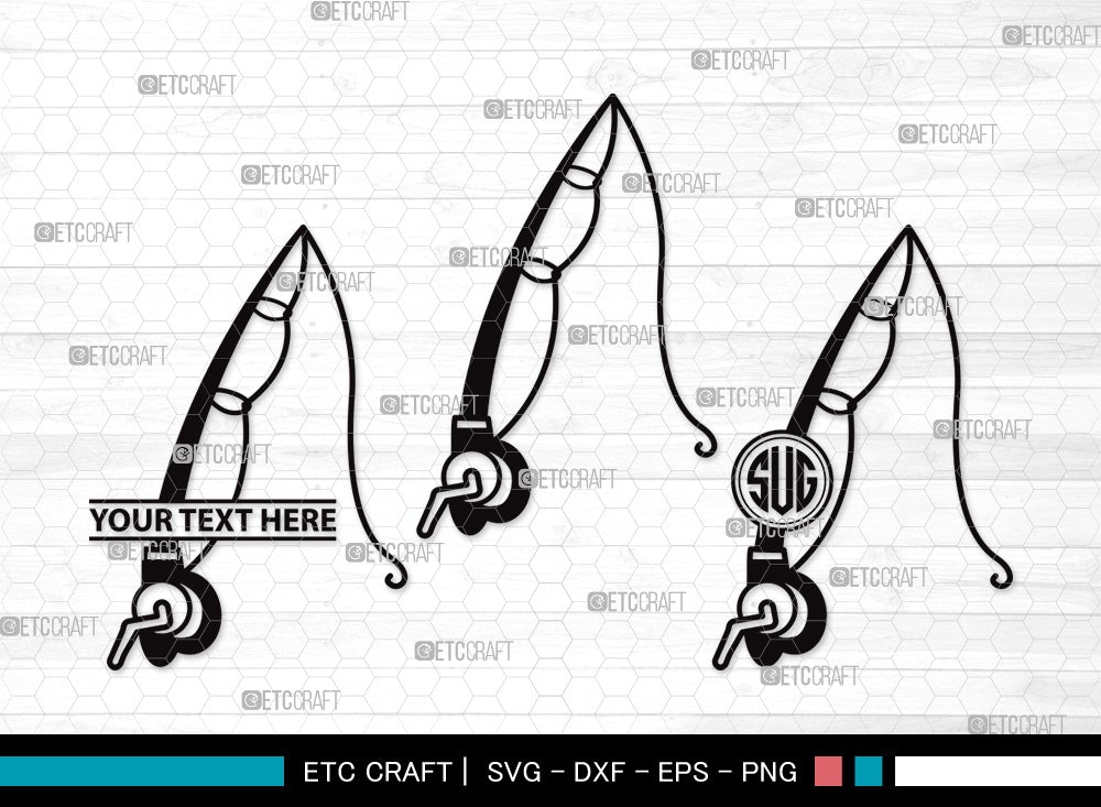 Fishing Rod Monogram SVG | Fishing Rod Svg | Fishing Pole Svg | Fishing ...