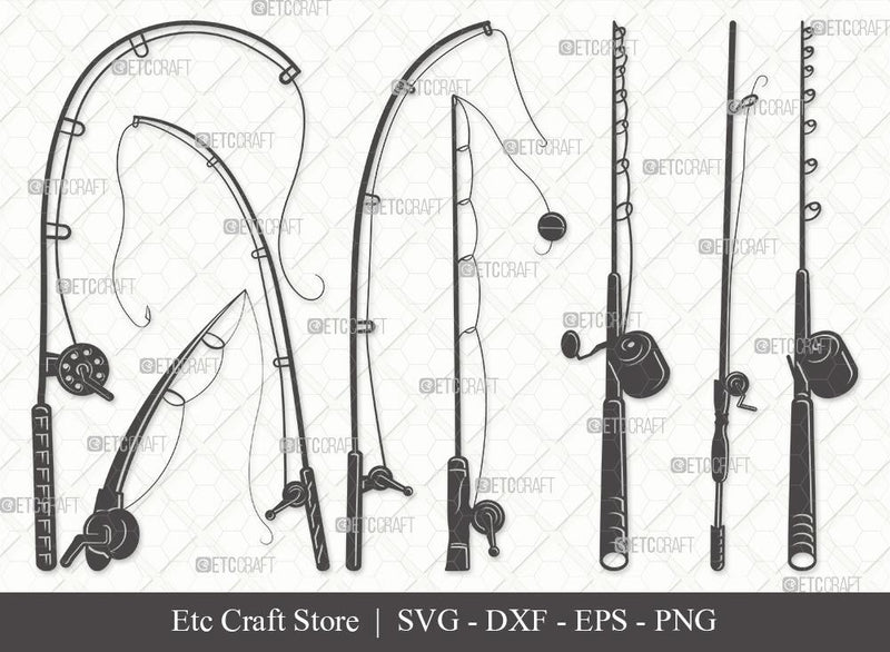 Fishing Rod Silhouette SVG Cut File | Fishing Rod Svg | Fishing Pole ...