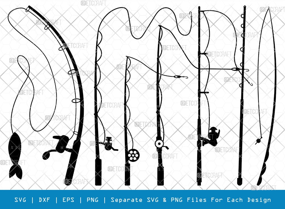 Fishing Rod SVG Cut Files | Fishing Rod Silhouette | Fishing Svg | Fishing Pole Svg | Spinning ...