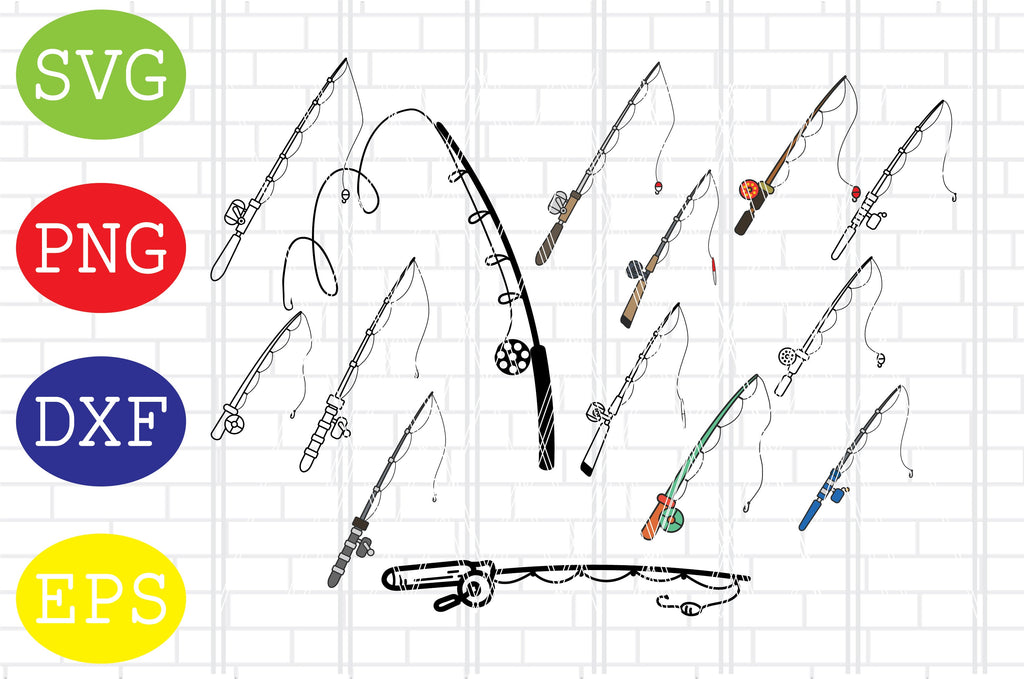 Fishing Rod SVG File, Fishing Rod DXF, Fishing Rod Png, Fishing Rod Svg ...
