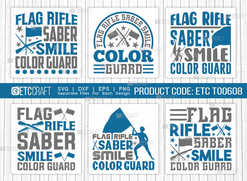 Flag Rifle Saber Smile Color Guard SVG Bundle, Marching Band Svg, Color ...