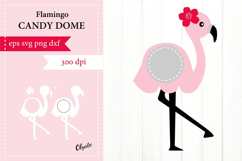 Flamingo Candy Dome SVG. Valentine Candy Dome Holder - So Fontsy