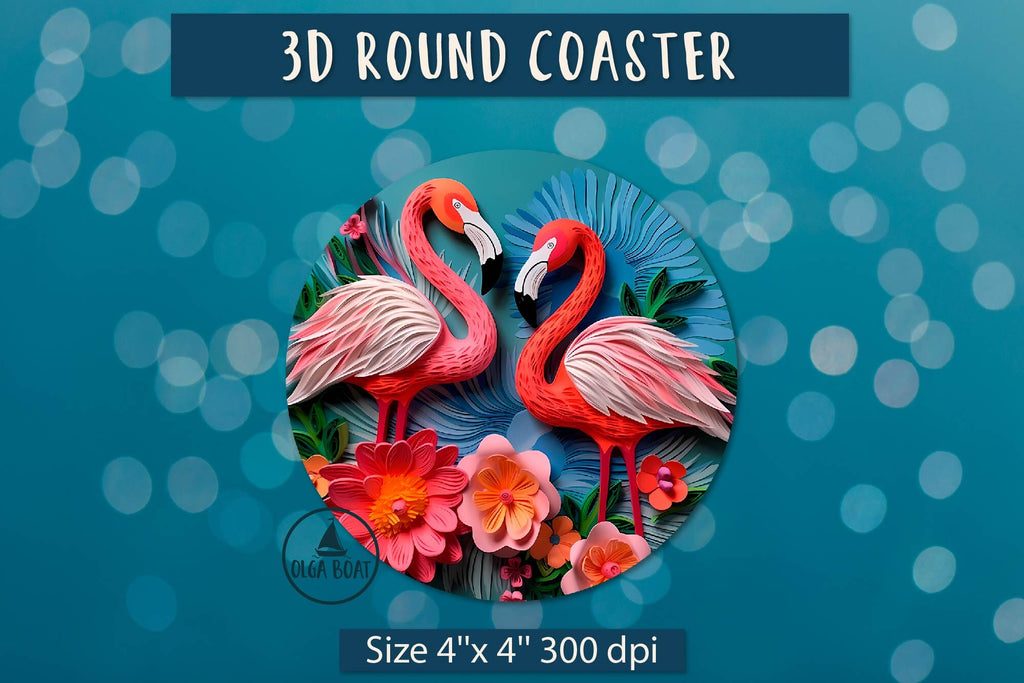 Flamingo coaster sublimation Flamingo png - So Fontsy