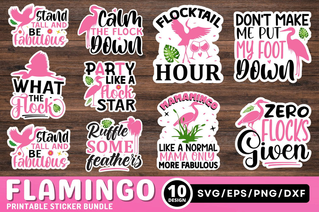 Flamingo Printable Sticker Bundle - So Fontsy