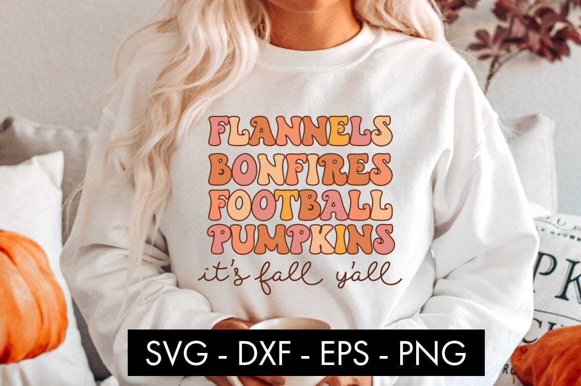 Flannels Bonfires Football Pumpkins SVG Cut File PNG - So Fontsy