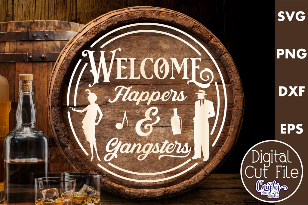 Flappers And Gangsters | Round Vintage Alcohol Svg - So Fontsy
