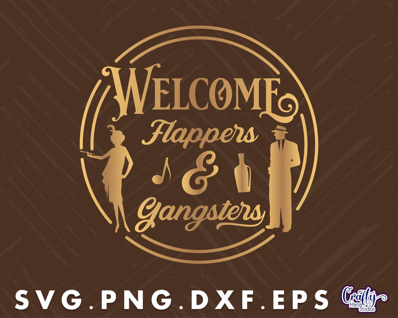 Flappers And Gangsters | Round Vintage Alcohol Svg - So Fontsy