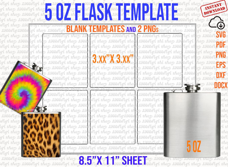 Flask Svg, Flask Template, Flask 5 oz Template,Alcohol Svg, Flask Svg ...