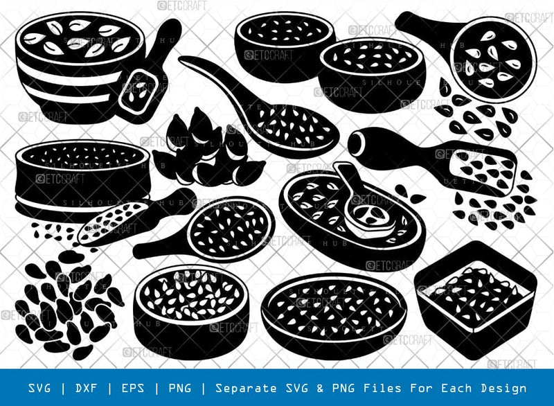 Flax Seeds Silhouette, Flax Seeds SVG, Alsi Seeds Svg, Ground Flax Seed ...