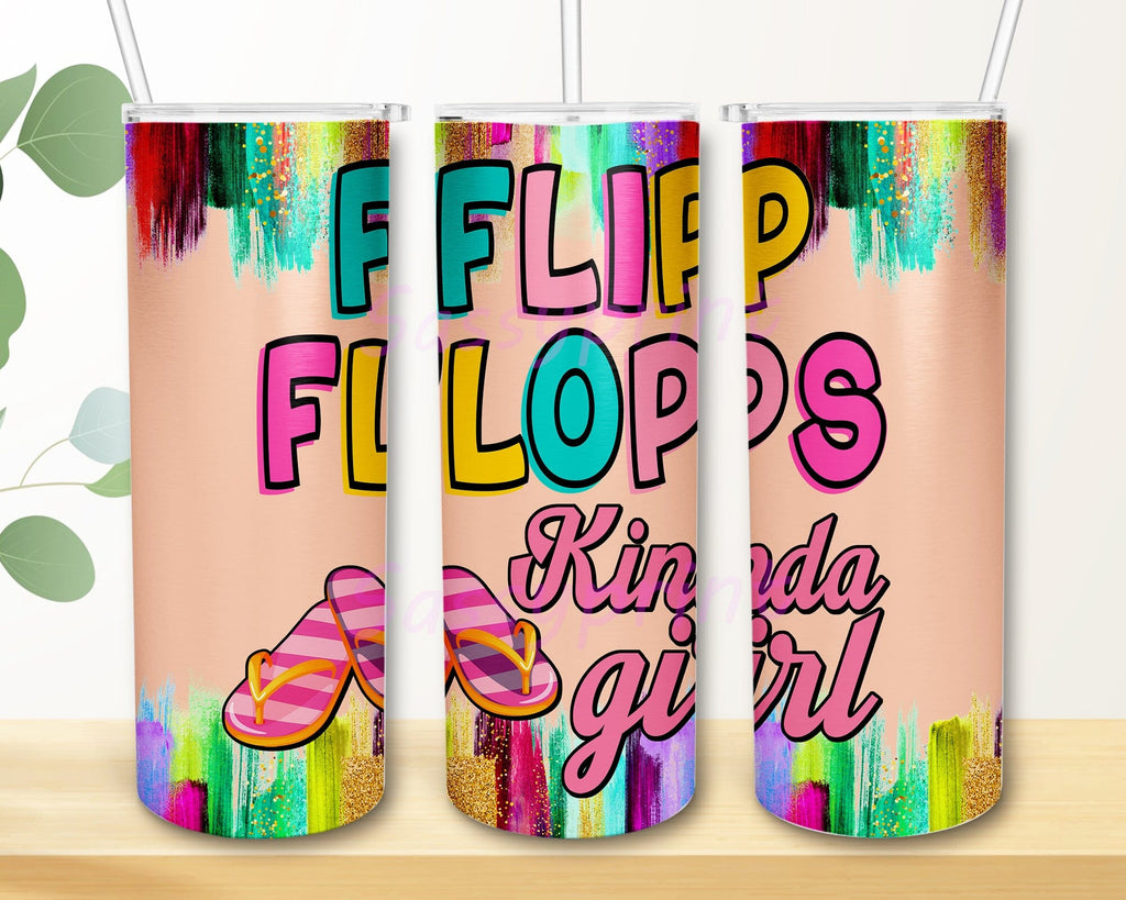 Flip Flop Girl 20oz Skinny Tumbler Png, Life Is Better In Flip Flops ...