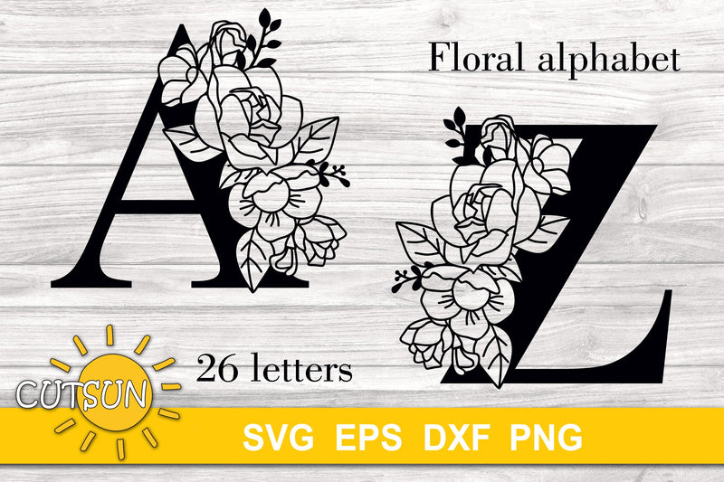 Floral Alphabet SVG 26 letters | Monogram SVG |2| - So Fontsy
