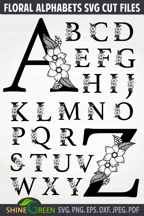 Floral Alphabet svg Bundle, Hand Drawn Flower Monograms - So Fontsy