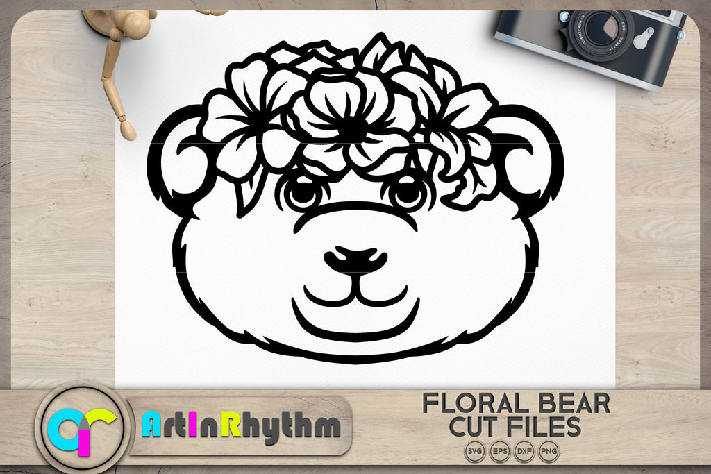 Floral bear svg, Floral animals svg - So Fontsy