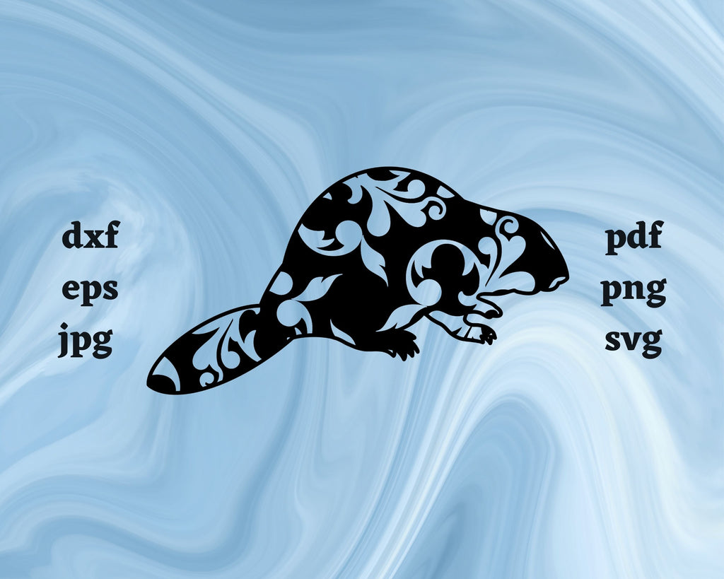 Floral Beaver SVG Cut File - So Fontsy