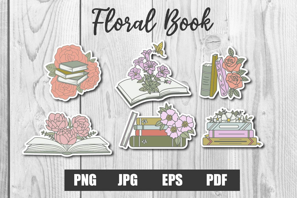 Floral Book sticker printable - So Fontsy