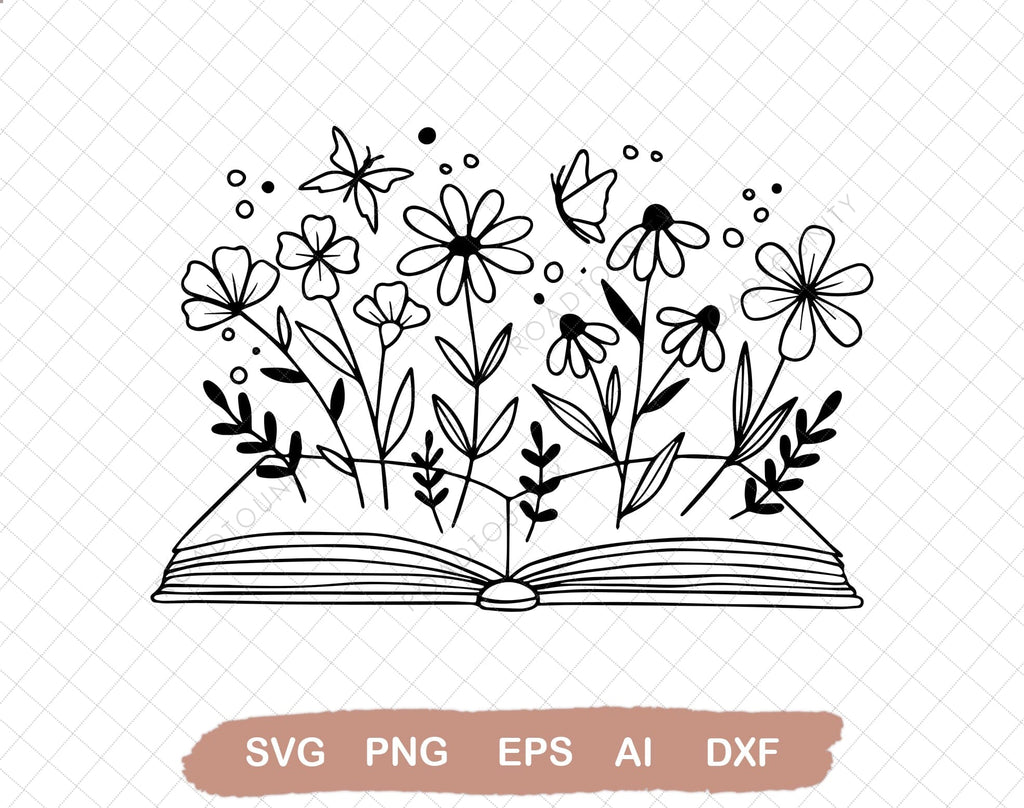 Floral Book Svg file, Svg Files For Cricut, 24oz Venti Cold Cup Design ...