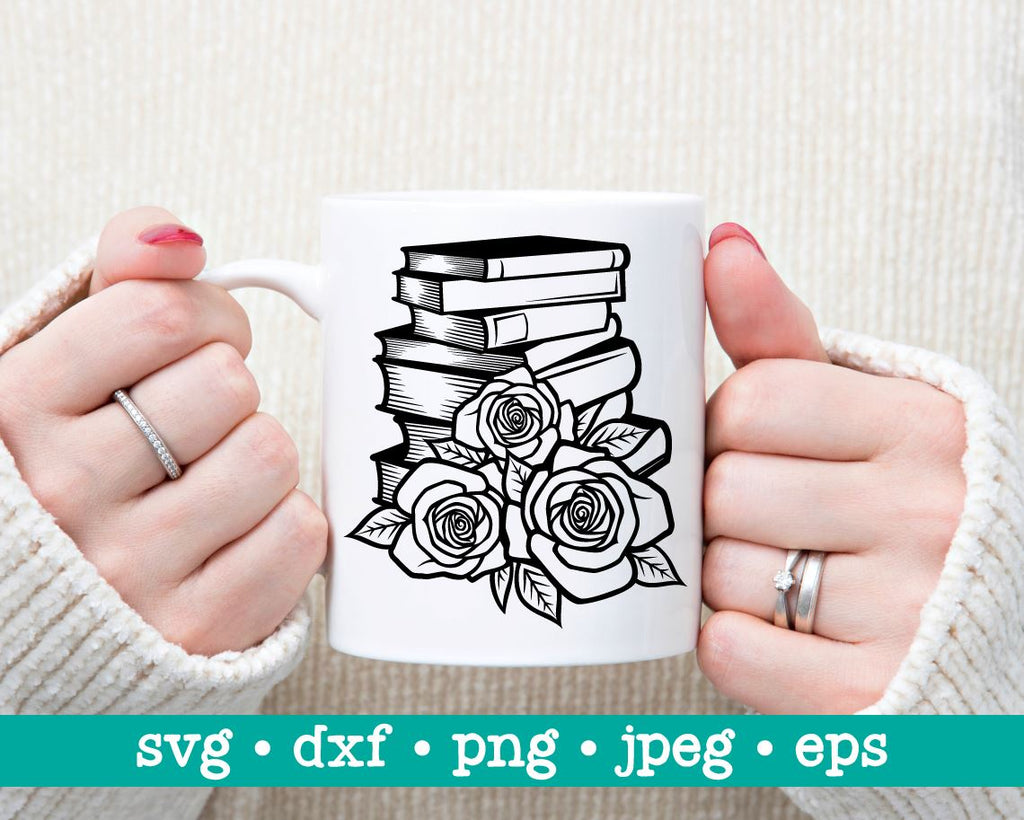 Floral book svg, Floral book svg file, Flower teacher svg, Flower book ...