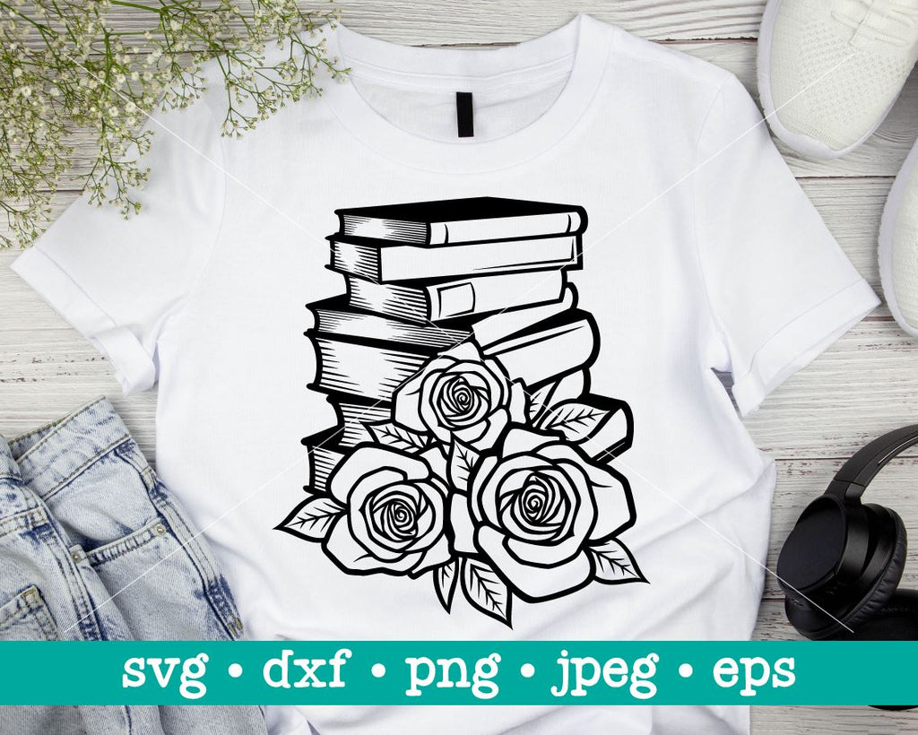 Floral book svg, Floral book svg file, Flower teacher svg, Flower book ...