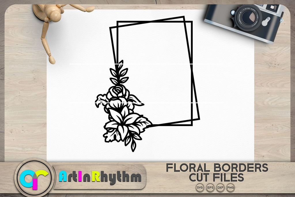 Floral border SVG, Floral frame SVG - So Fontsy