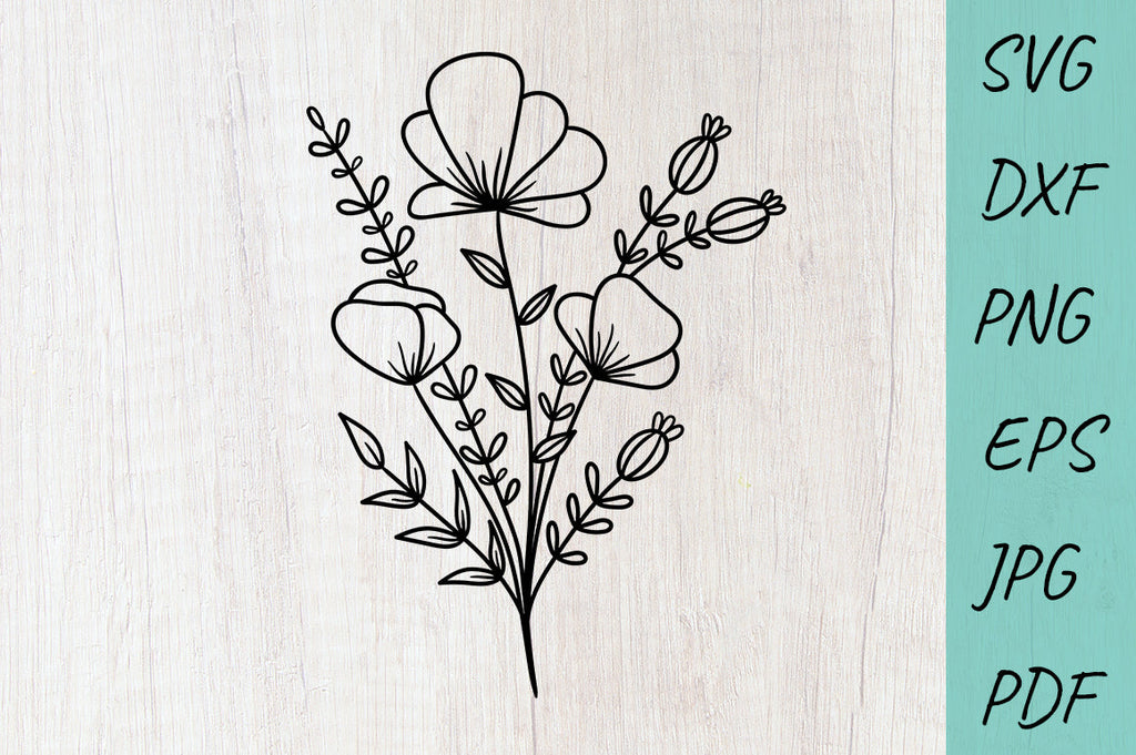 Floral bouquet SVG, Flower SVG, Wildflower SVG Sublimation - So Fontsy