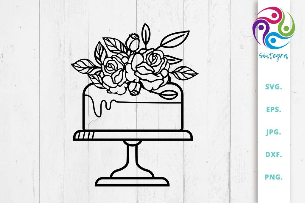 Floral Cake SVG File - So Fontsy