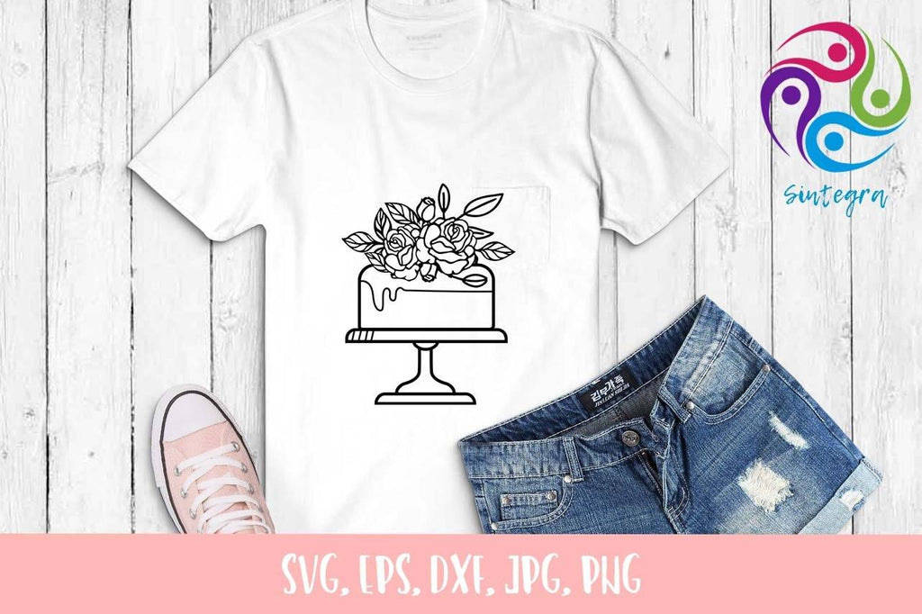 Floral Cake SVG File - So Fontsy