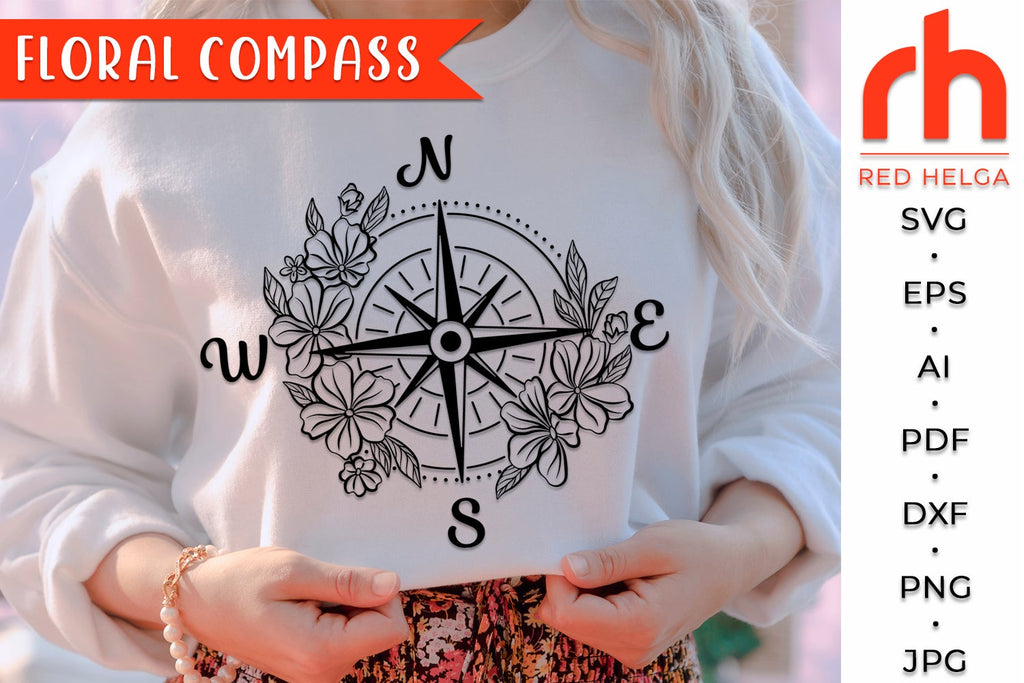 Floral Compass SVG - Flower Design DXF - So Fontsy