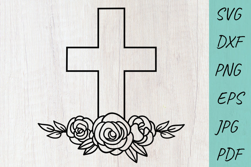 Floral cross svg cut file, Cross with roses SVG, Faith SVG - So Fontsy