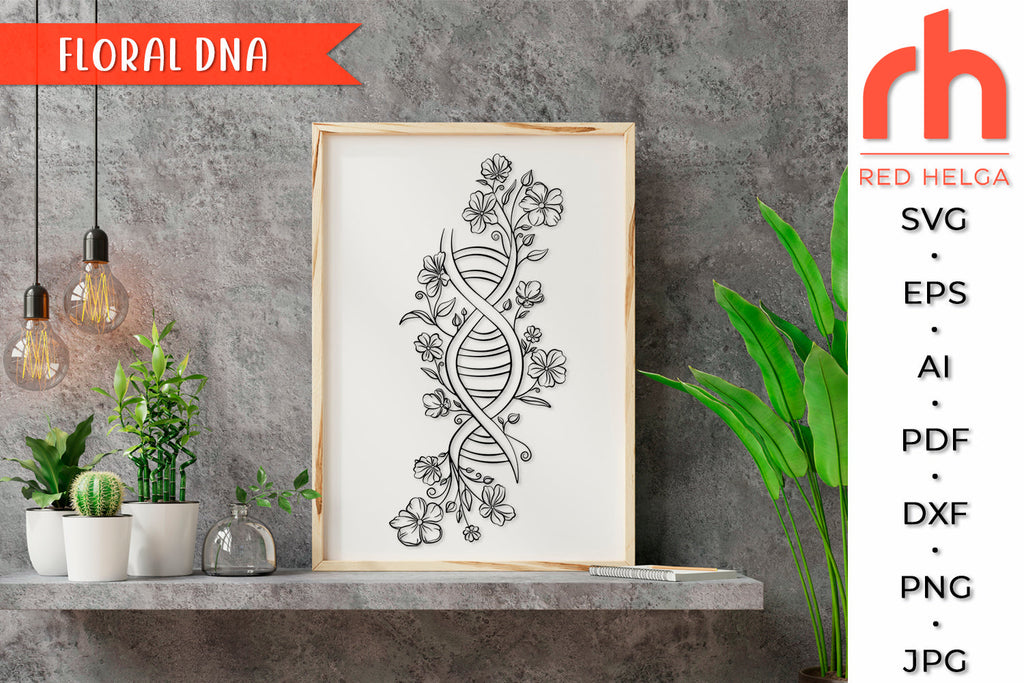 Floral DNA SVG - Flower Molecule Cut File - So Fontsy
