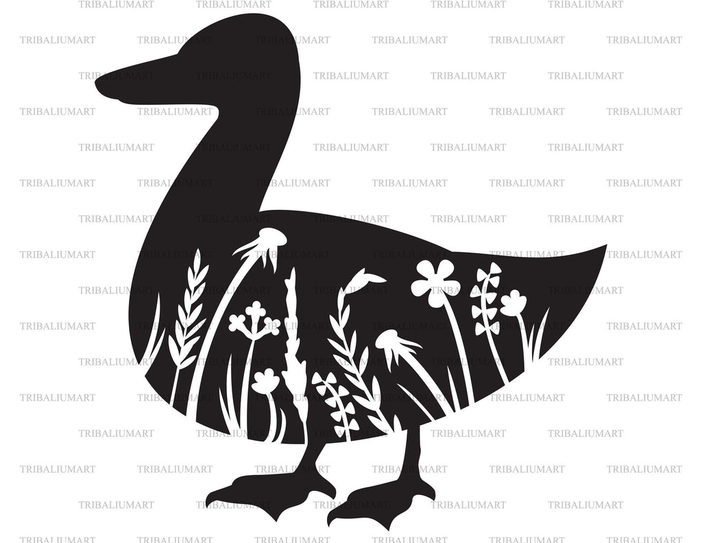 Floral domestic duck. Cut files for Cricut. Clip Art silhouette (eps ...