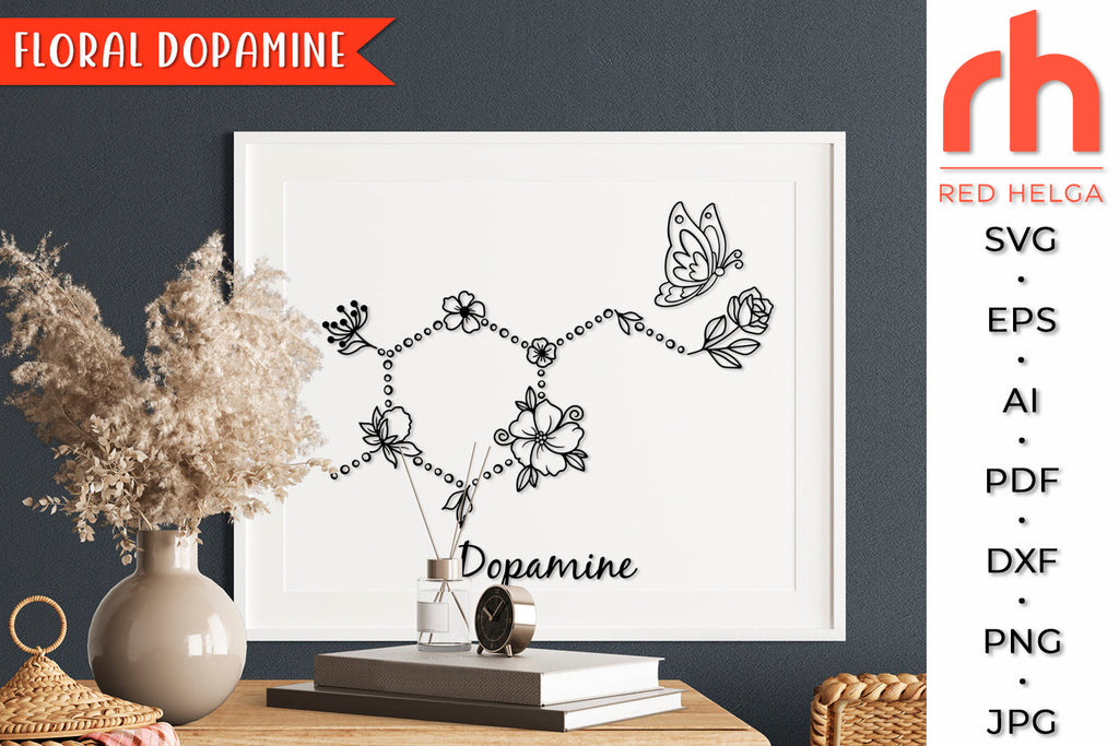 Floral Dopamine SVG - Flower Molecule Cut File - So Fontsy