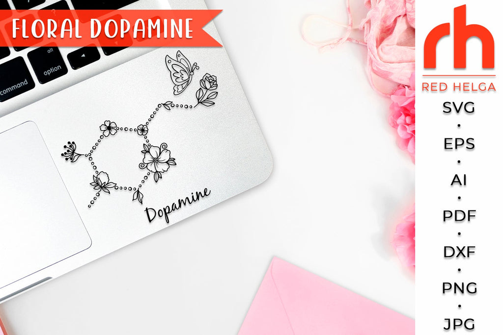 Floral Dopamine SVG - Flower Molecule Cut File - So Fontsy
