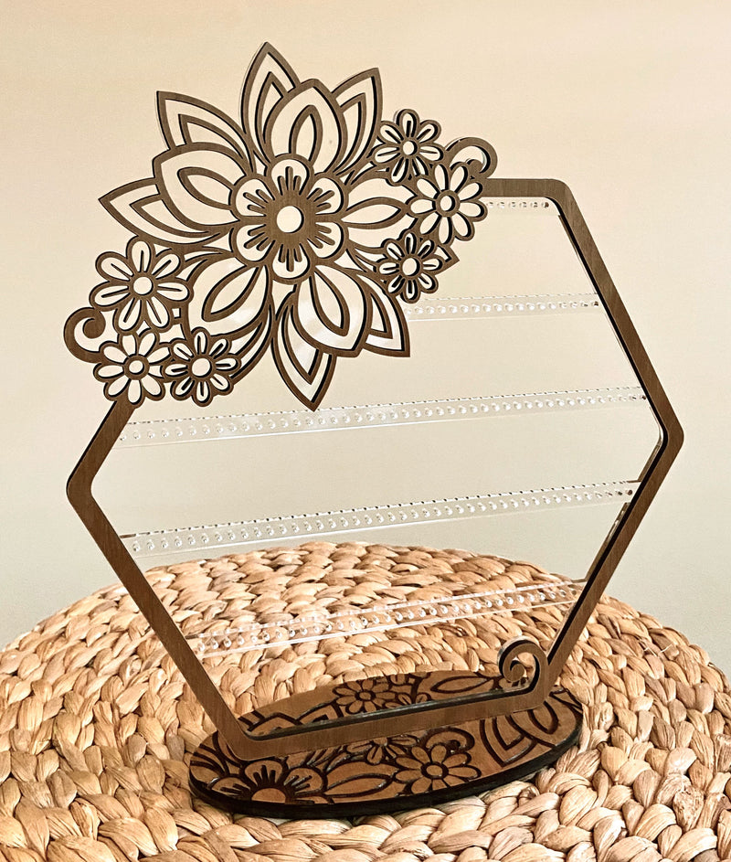 Floral Earring Stand File for Glowforge or Laser Cutter - So Fontsy