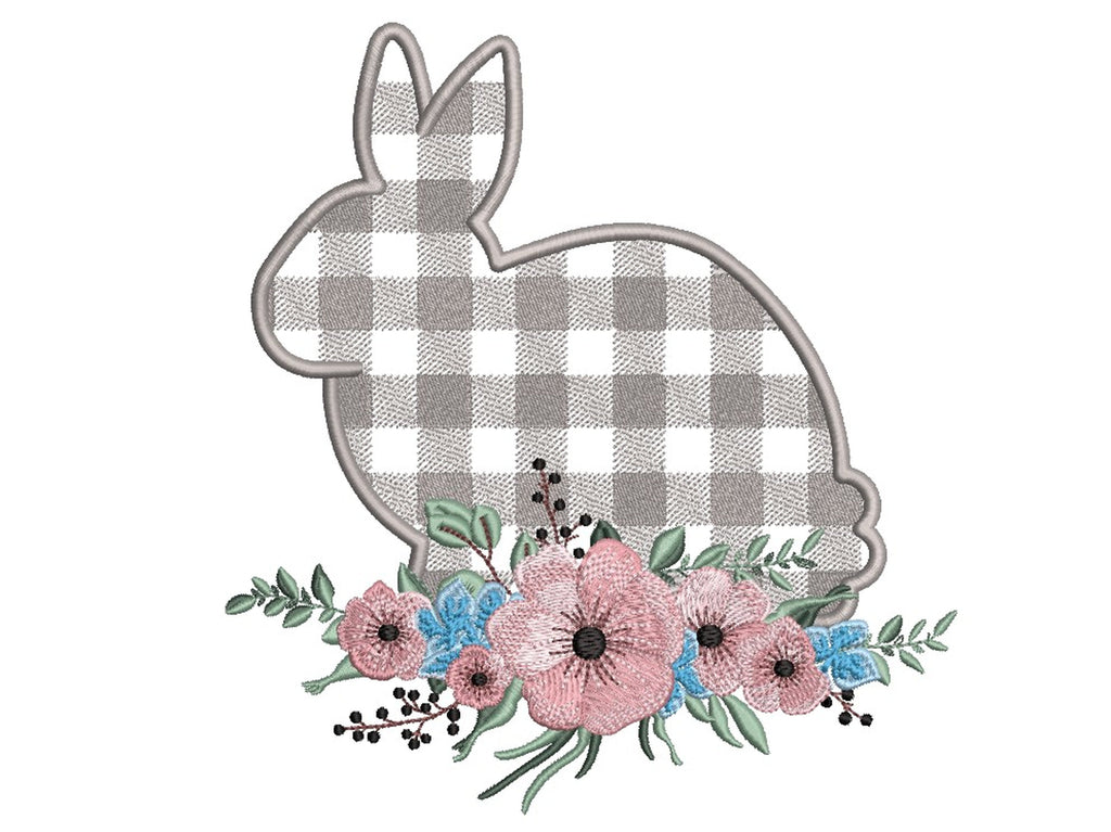 Floral Easter Rabbit Embroidery Design, 3 sizes - So Fontsy