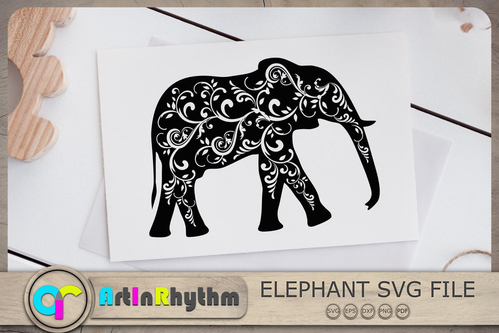 Floral Elephant Svg, Elephant Clipart, Elephant Svg Cut File - So Fontsy