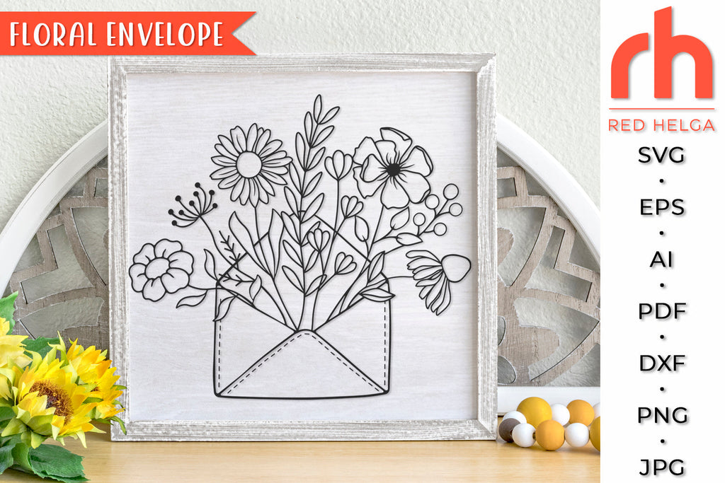 Floral Envelope SVG - Flower Letter Cut File - So Fontsy
