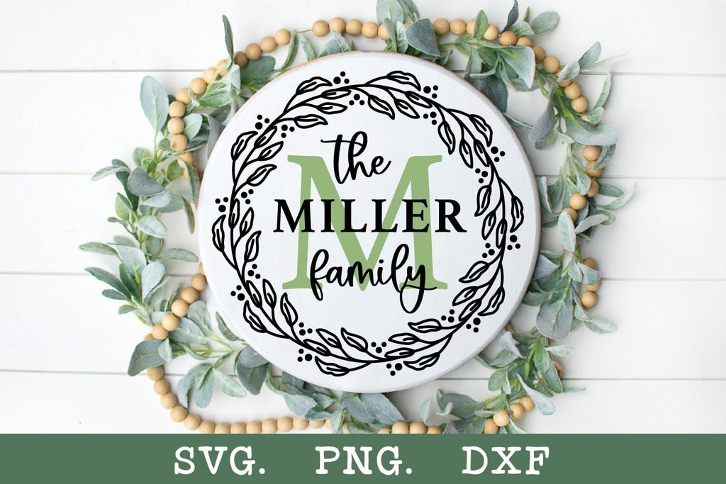 Floral Family Monogram SVG - Round Wood Sign Design - So Fontsy