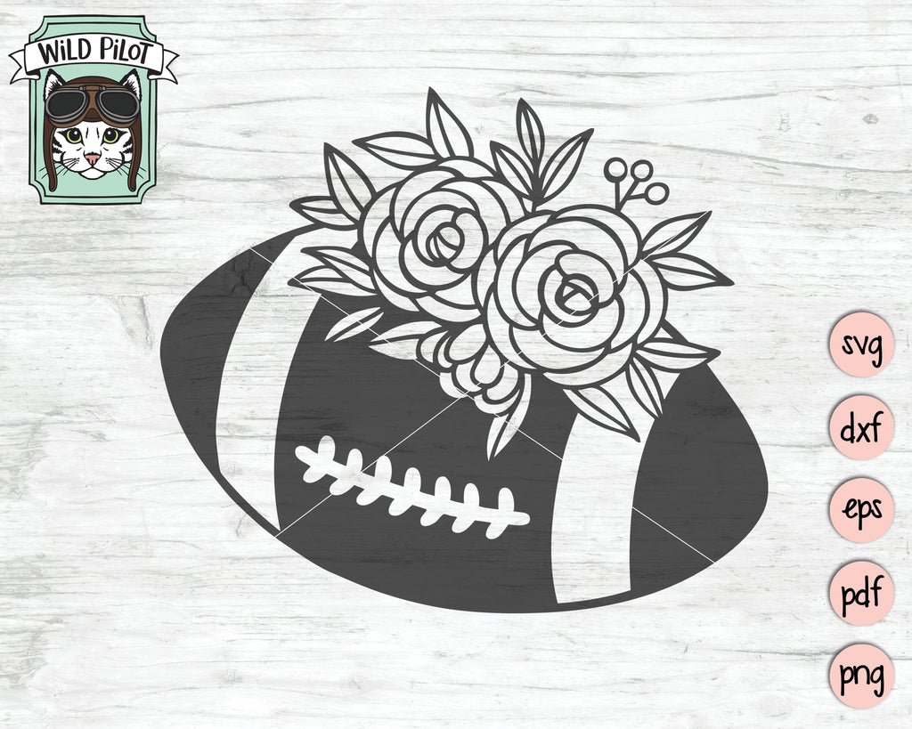 Floral Football SVG Cut File - So Fontsy